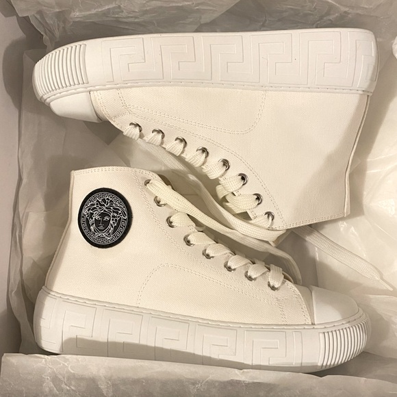 Versace | Shoes | Versace White Hightop Sneakers | Poshmark
